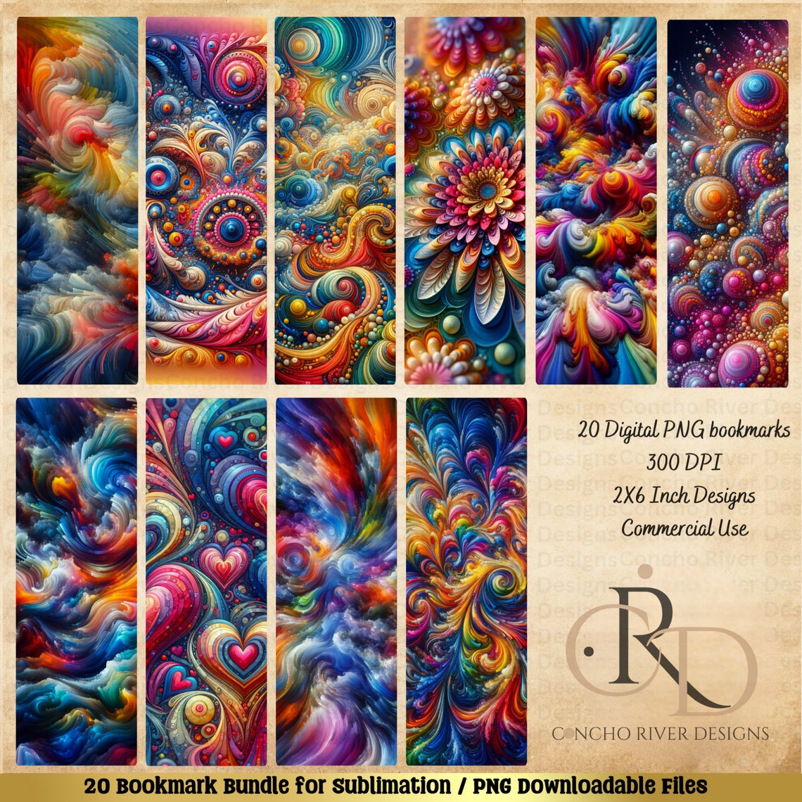 Colorful Bookmark PNG, Printable 2x6 Inch Bookmarks for Sublimation ...