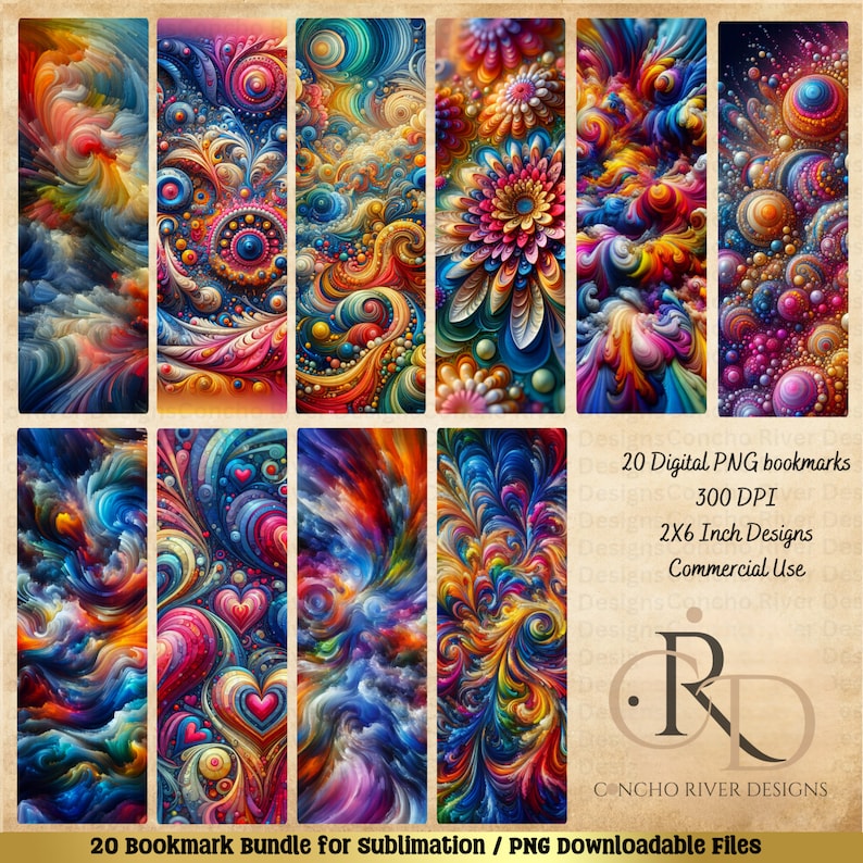 Abstract Bookmark PNG, Printable 2x6 Inch Bookmarks for Sublimation ...