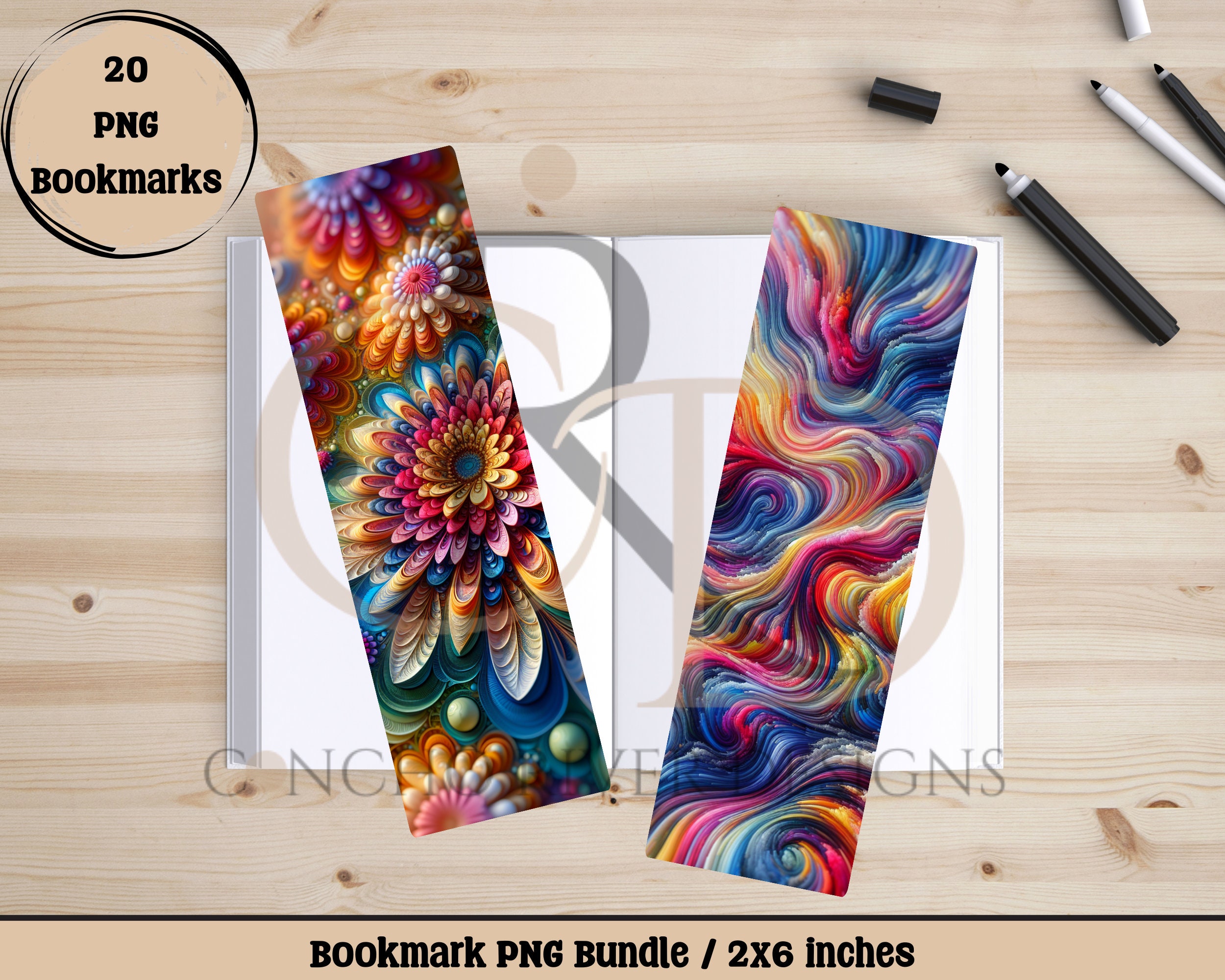 Abstract Bookmark PNG, Printable 2x6 Inch Bookmarks for Sublimation ...