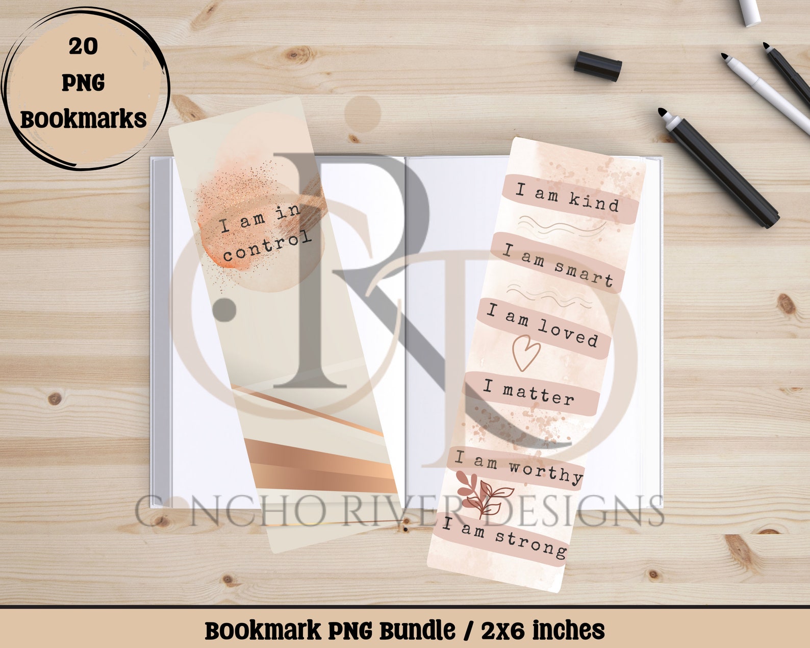 Daily Affirmation PNG Bookmarks, Printable 2x6 Inch Bookmarks for ...
