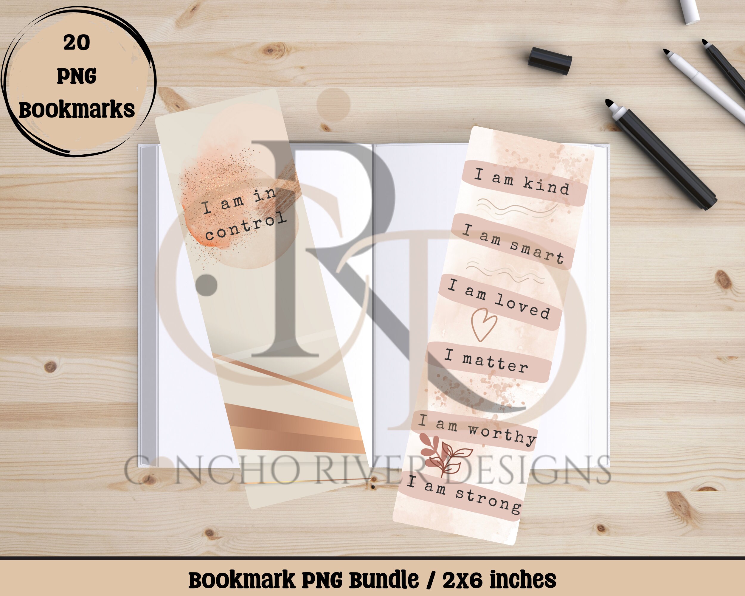 Daily Affirmation PNG Bookmarks, Printable 2x6 Inch Bookmarks for ...