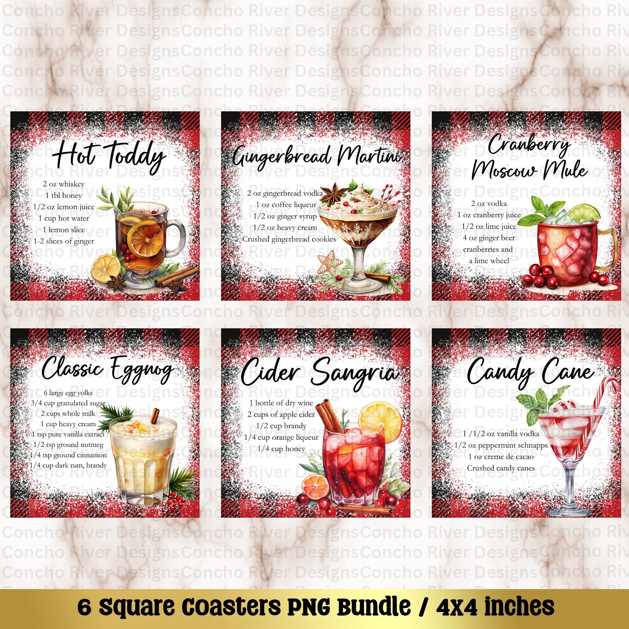 Cocktail Coasters PNG, Square Coaster PNG, Sublimation, 4x4 Coaster ...