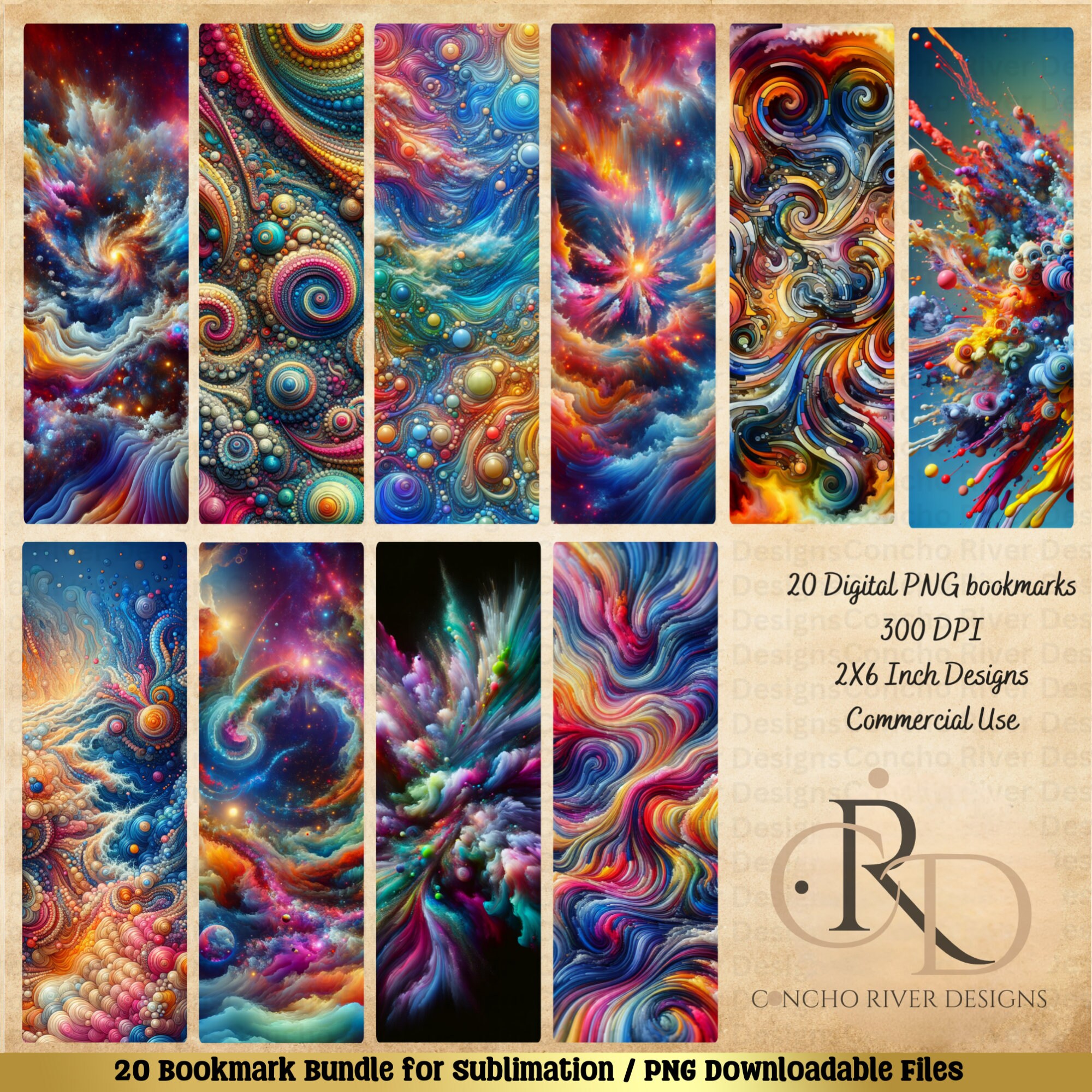 Abstract Bookmark PNG, Printable 2x6 Inch Bookmarks for Sublimation ...