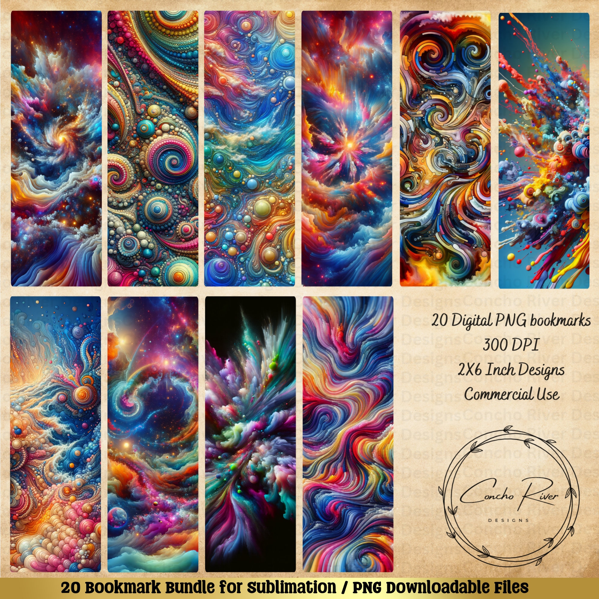 Abstract Bookmark PNG, Printable 2x6 Inch Bookmarks for Sublimation ...