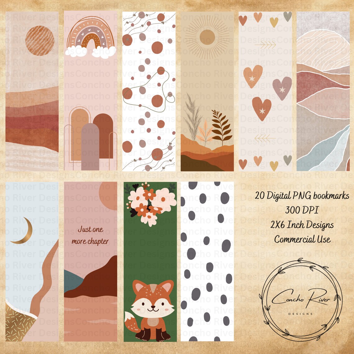 Boho Bookmark PNG, Printable 2x6 Inch Bookmarks for Sublimation ...