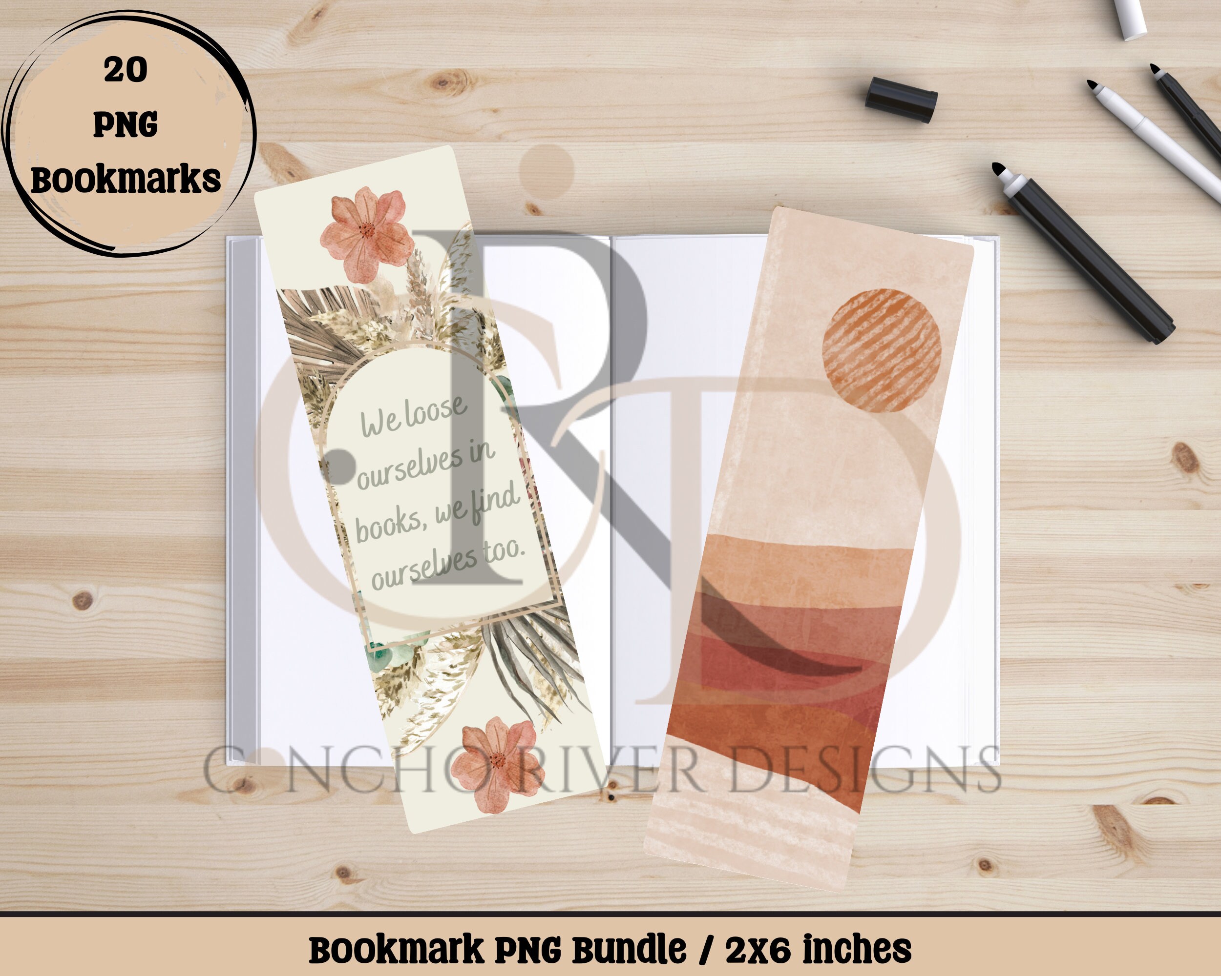 Boho Bookmark PNG, Printable 2x6 Inch Bookmarks for Sublimation ...