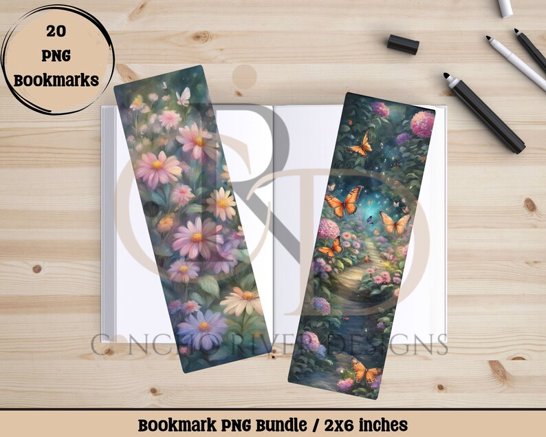 Garden PNG Bookmarks, Printable Bookmarks, 2x6 Inch Bookmarks for ...