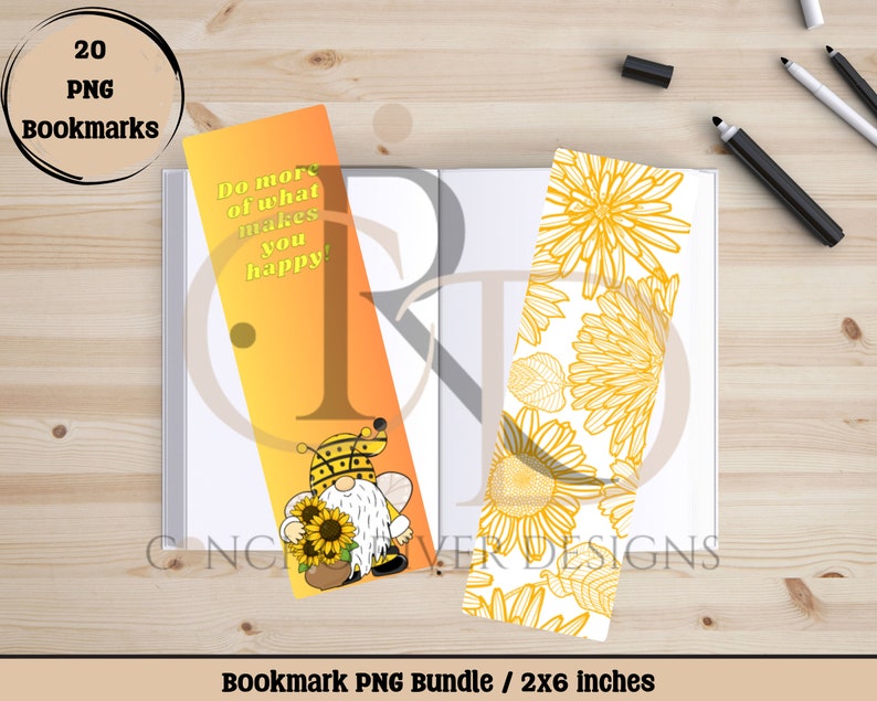 Sunflower Bookmark PNG, Printable Bookmarks, 2x6 Inch Bookmarks for ...
