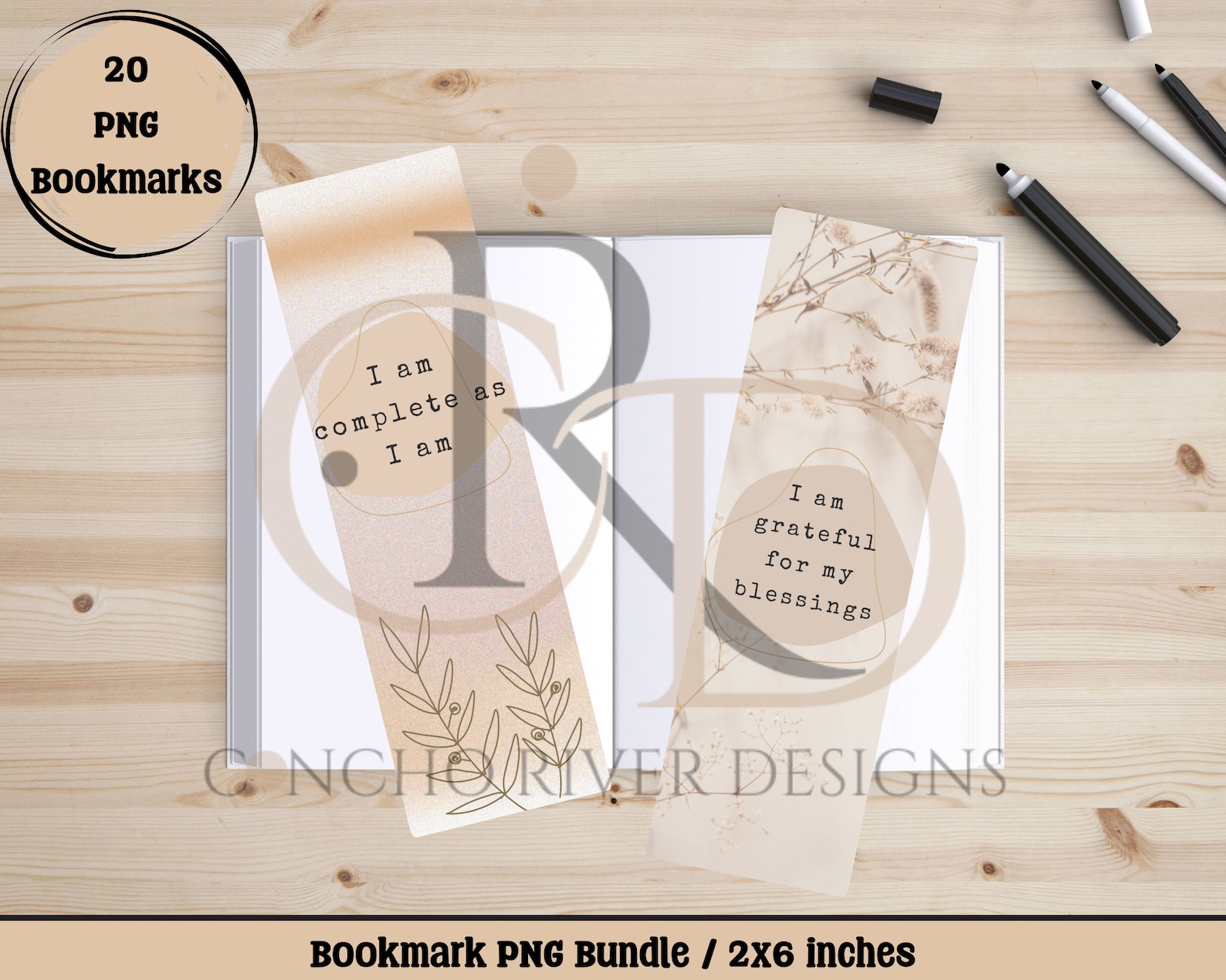 Daily Affirmation PNG Bookmarks, Printable 2x6 Inch Bookmarks for ...