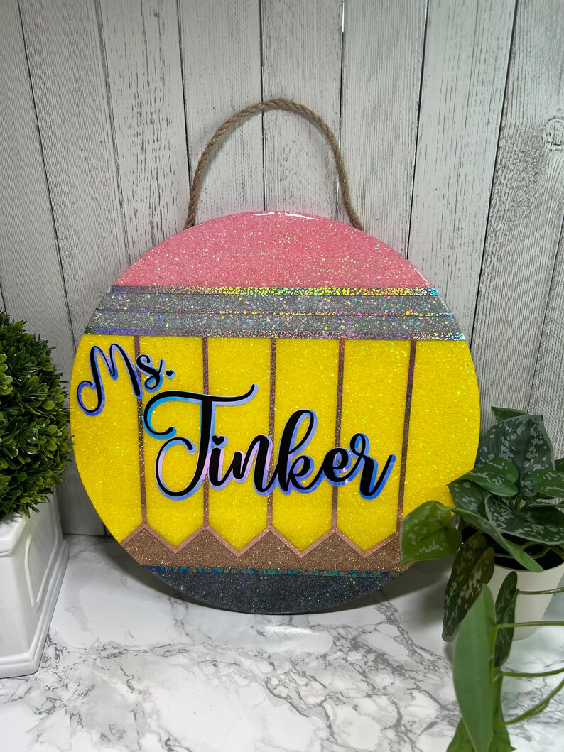 Custom Teacher Door Sign Pencil Themed. Teacher Appreciation Pencil ...