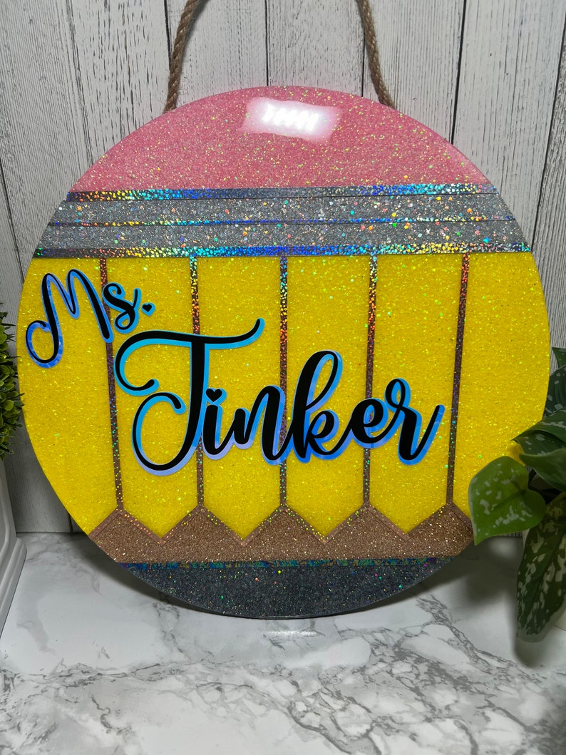 Custom Teacher Door Sign Pencil Themed. Teacher Appreciation Pencil ...