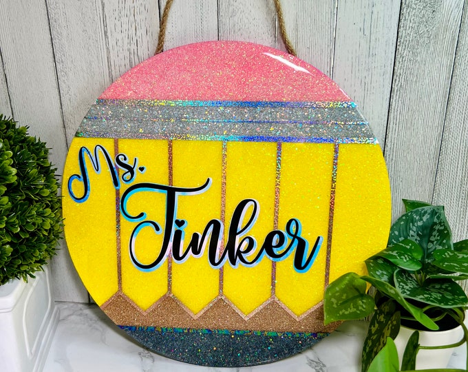 Custom Teacher Door Sign Pencil Themed. Teacher Appreciation Pencil ...