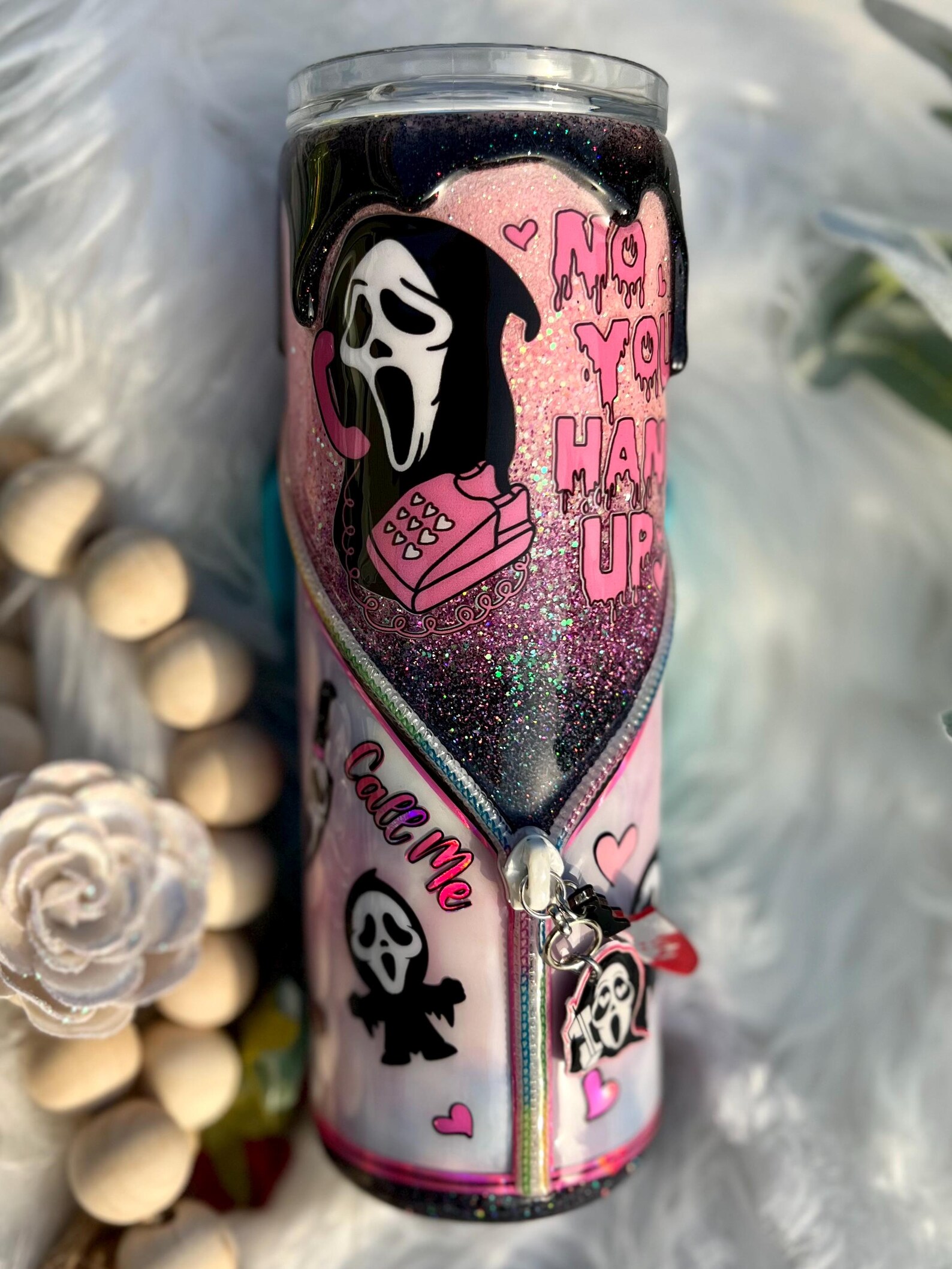 Scream Movie Zipper 20oz Tumbler. No You Hang up Scream Mask Zipper ...