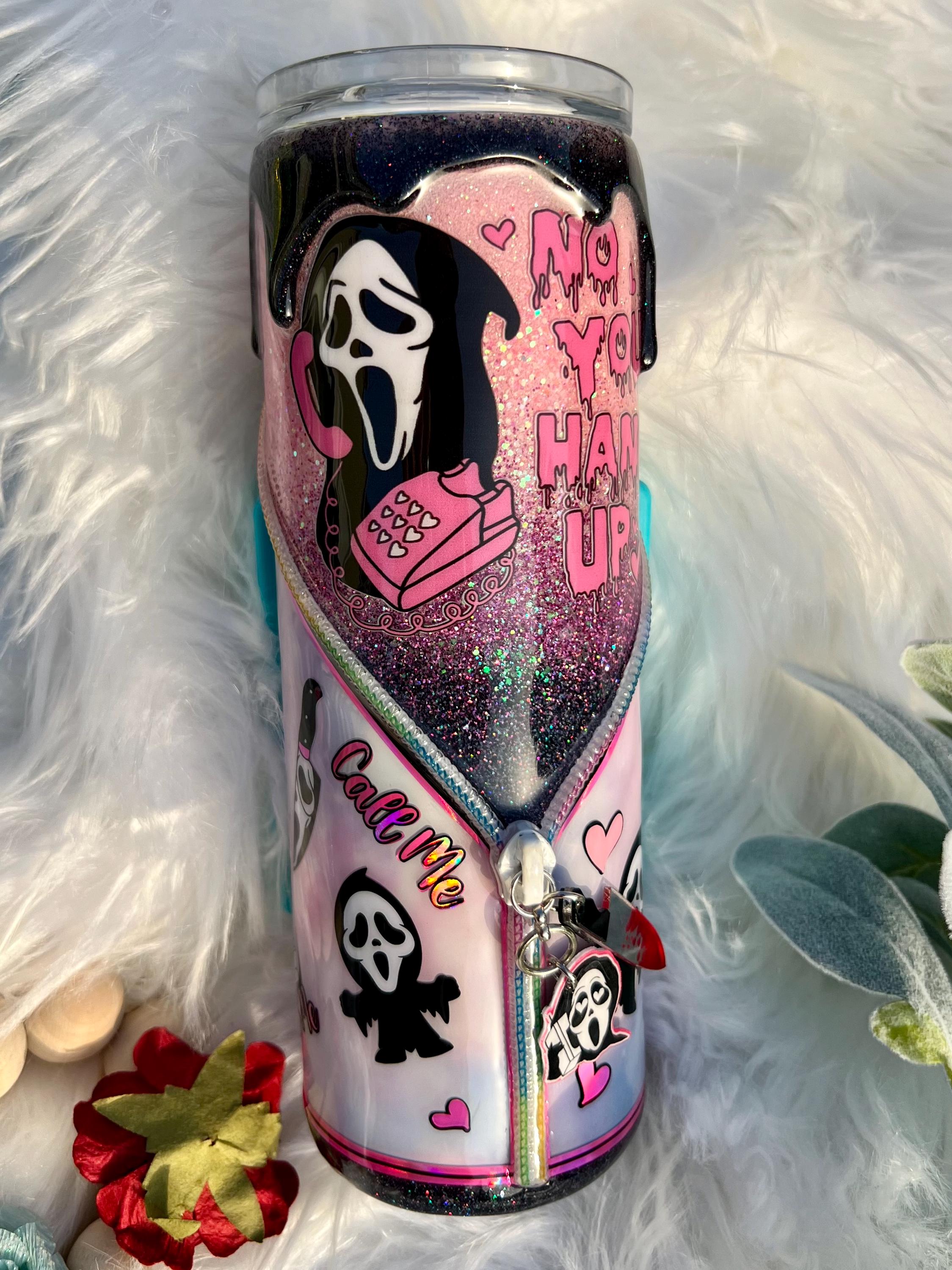 Scream Movie Zipper 20oz Tumbler. No You Hang up Scream Mask Zipper ...