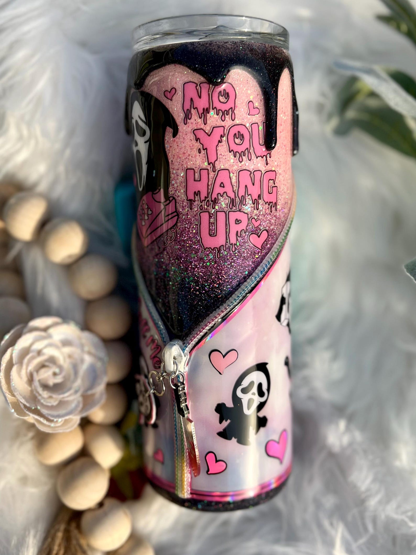 Scream Movie Zipper 20oz Tumbler. No You Hang up Scream Mask Zipper ...