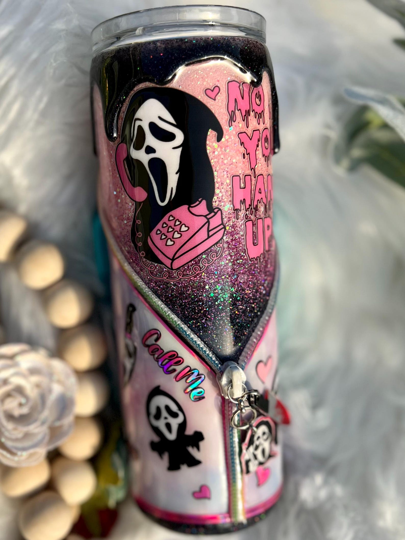 Scream Movie Zipper 20oz Tumbler. No You Hang up Scream Mask Zipper ...