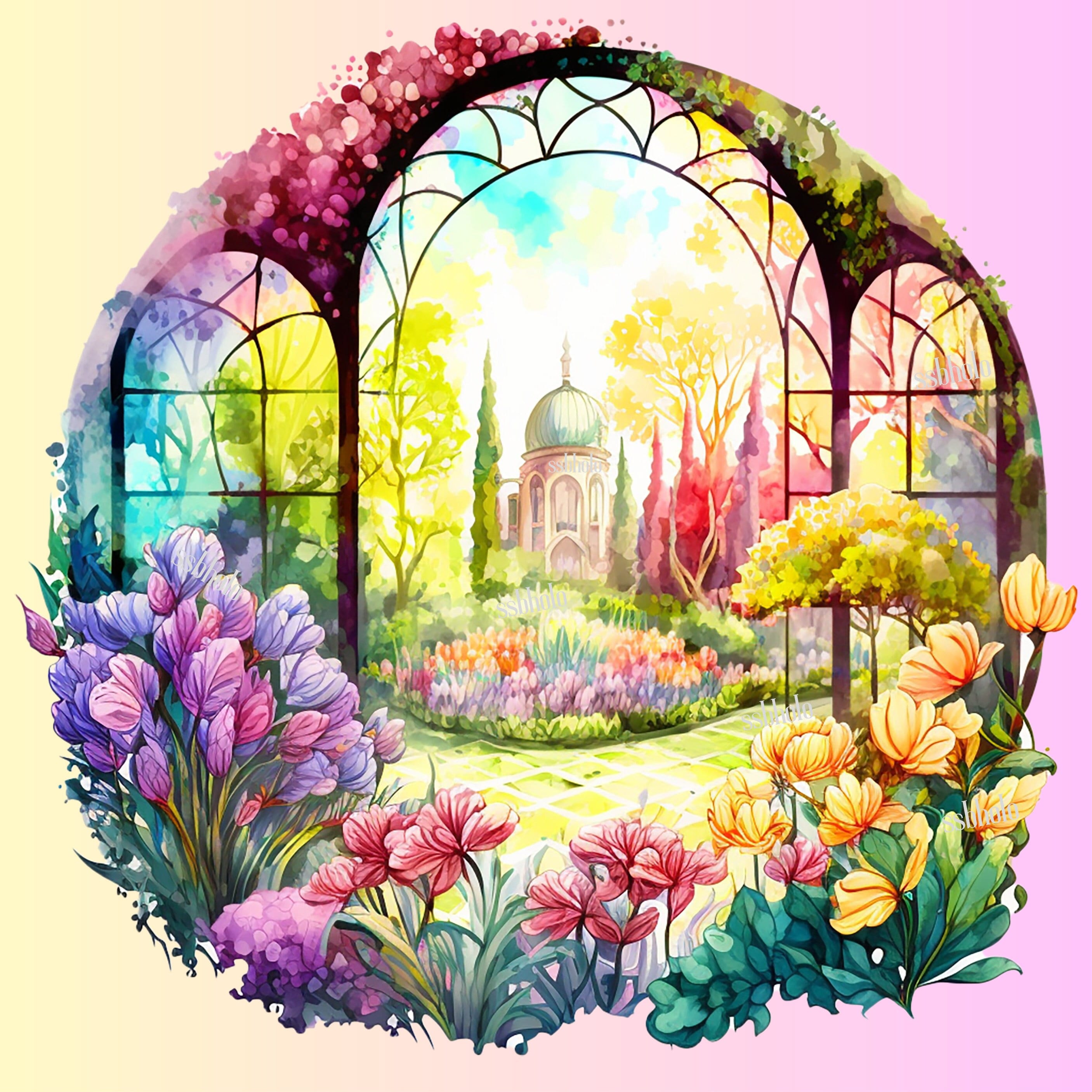 Colorful Flower Garden Art Print | Transparent High Quality PNG ...