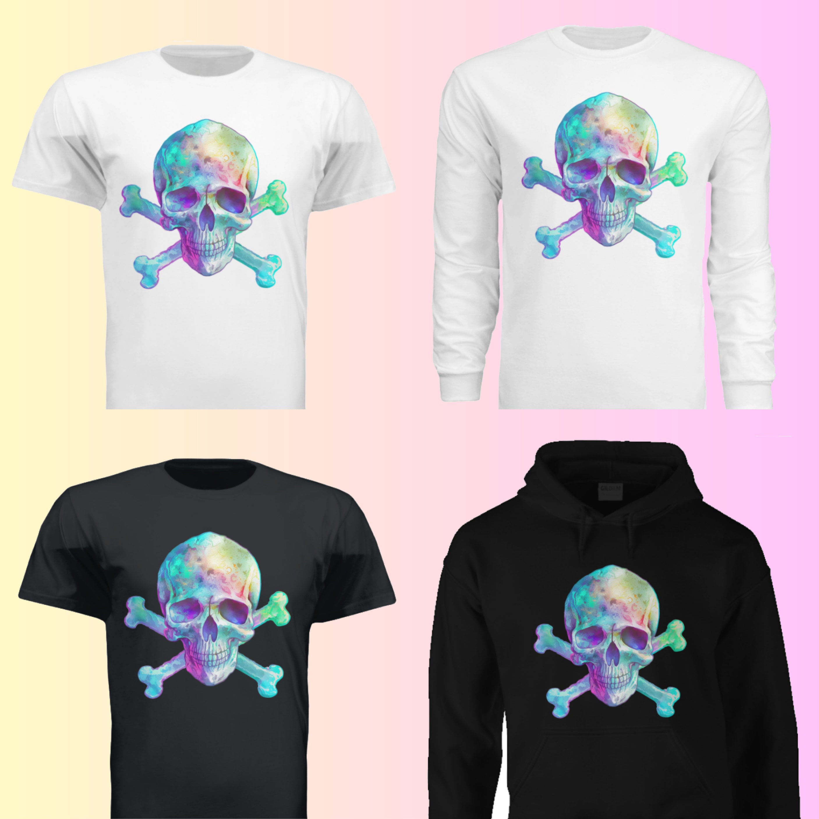 Holographic Skull and Bones Art Print | Transparent High Quality PNG ...