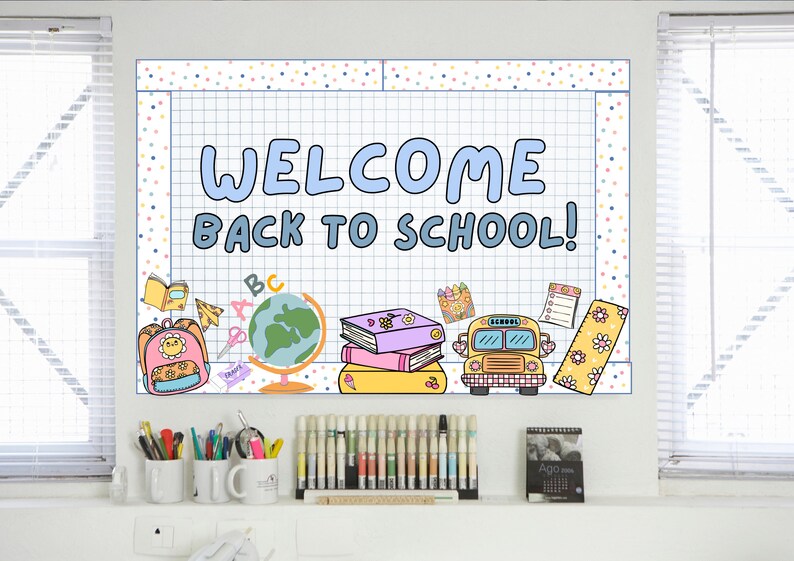 Back to School Supplies Bulletin Board Kit Classroom Bulletin Board Kit ...