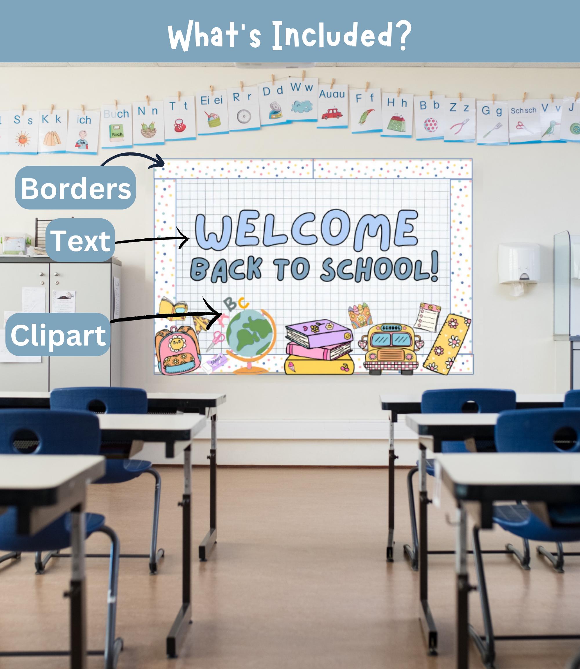 Back to School Supplies Bulletin Board Kit Classroom Bulletin Board Kit ...