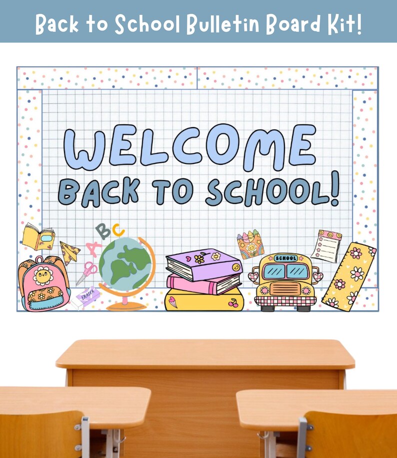 Back to School Supplies Bulletin Board Kit Classroom Bulletin Board Kit ...