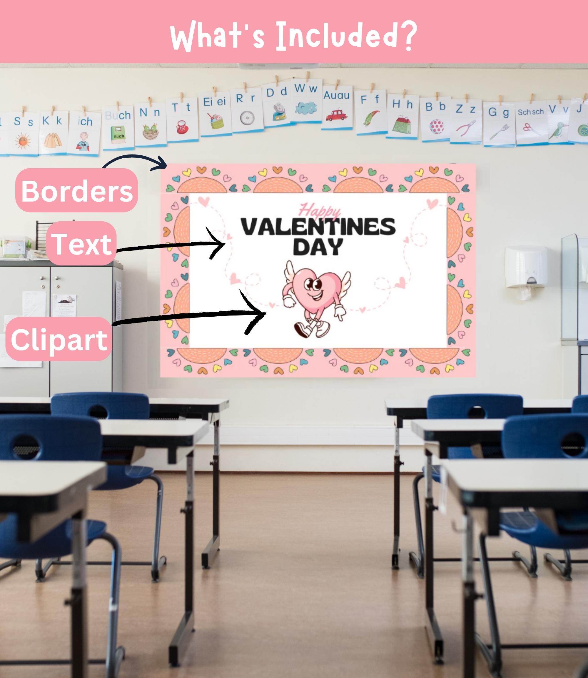 Valentine's Day Bulletin Board Kit Classroom Bulletin Board Kit and ...