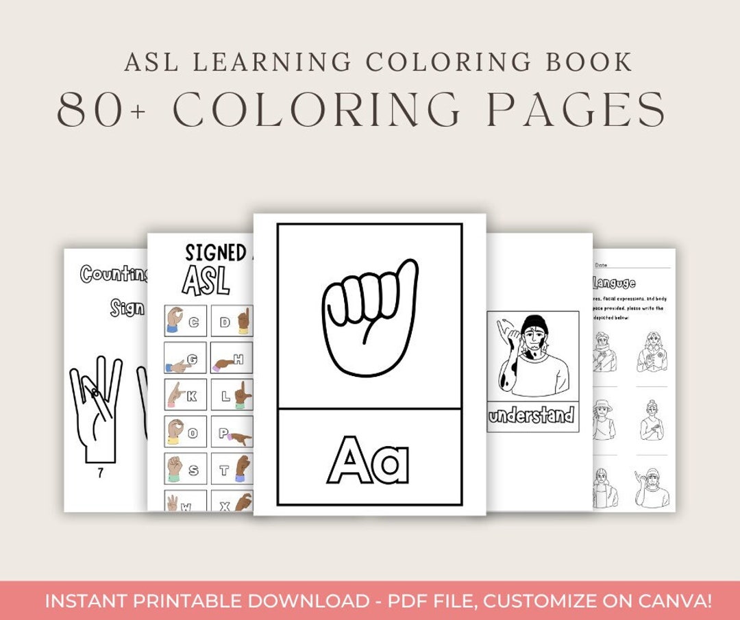 American Sign Language Learning Coloring Pages, Printable ASL Alphabet ...