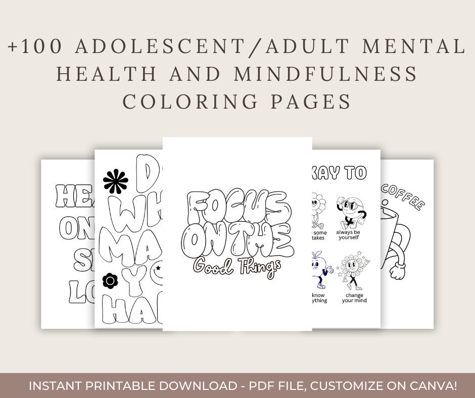 Mental Health Coloring Book, Adolescent and Adult Coloring Book ...