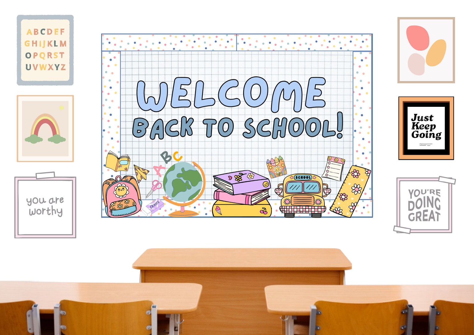 Back to School Supplies Bulletin Board Kit Classroom Bulletin Board Kit ...