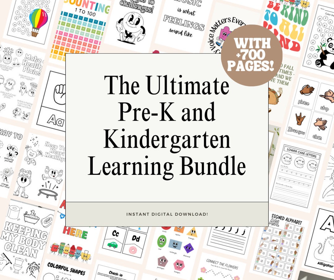Preschool Pre-k Kindergarten Learning Bundle, Printable, Worksheets ...