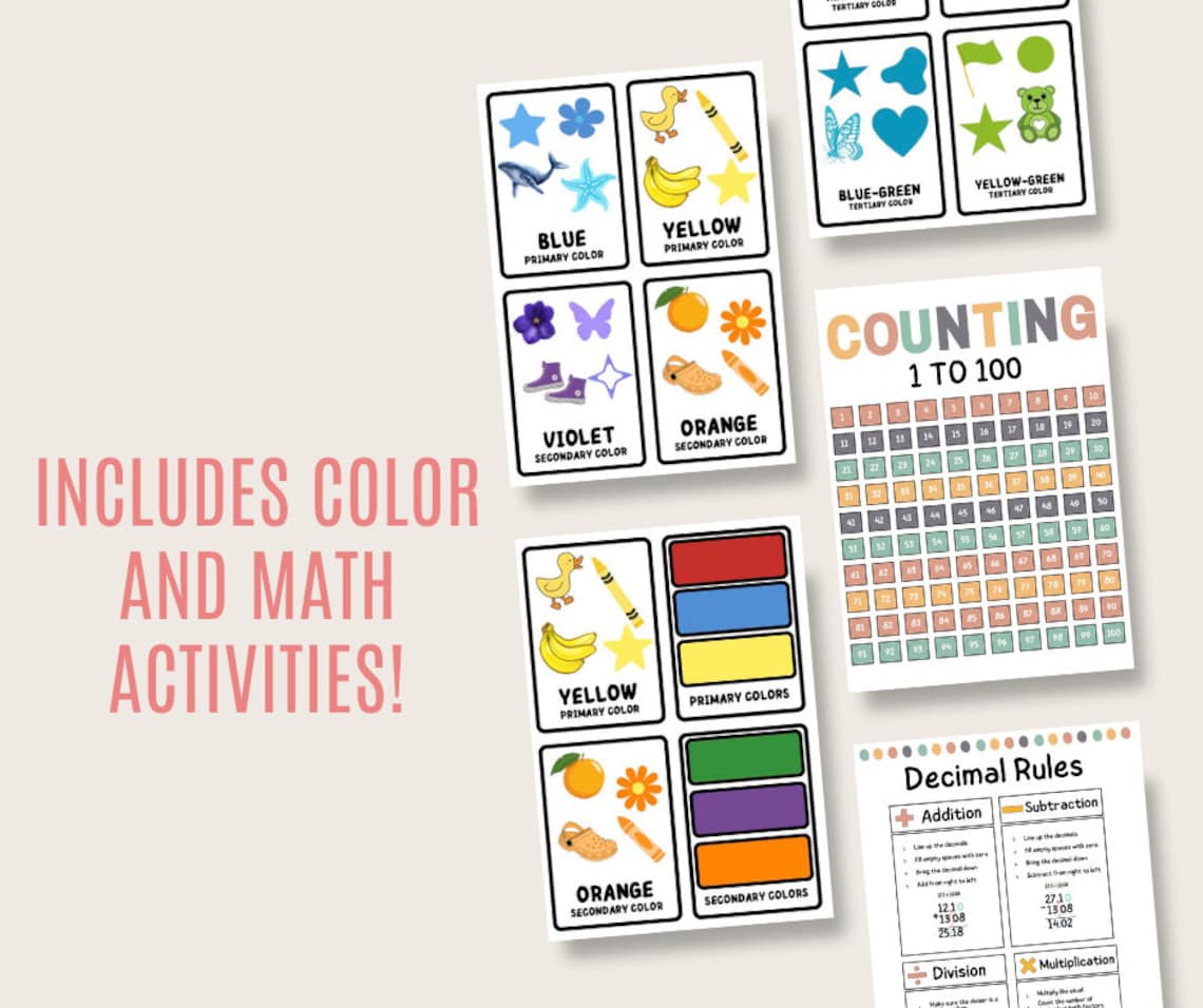 Preschool Pre-k Kindergarten Learning Bundle, Printable, Worksheets ...