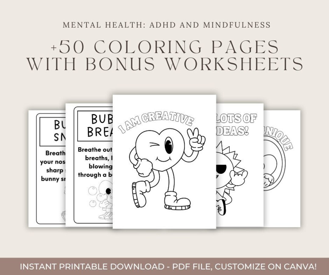 ADHD Mental Health Coloring Book, Kids and Adult Coloring Book ...