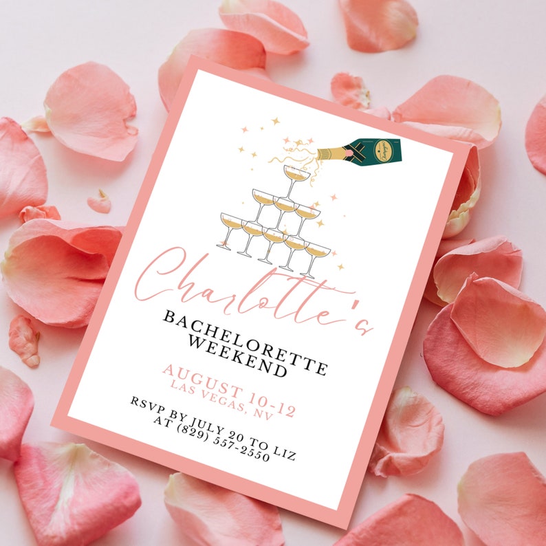 Editable and Printable Bachelorette Invitation Template- Glitz and Glam ...