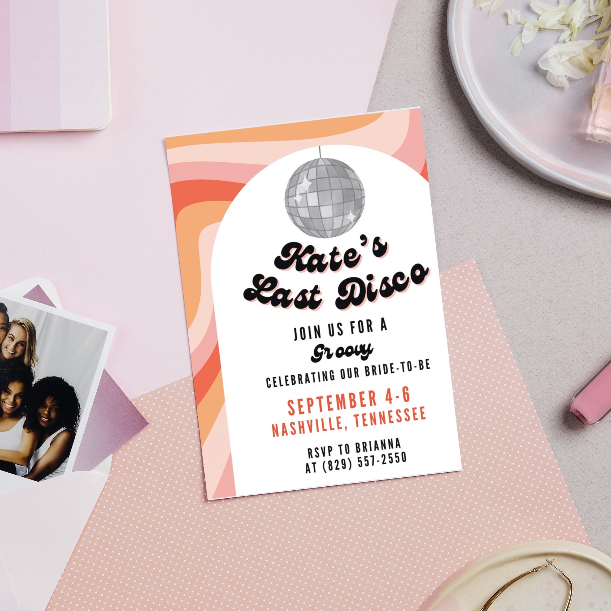 Editable Bachelorette Invitation Template Disco Theme - Etsy