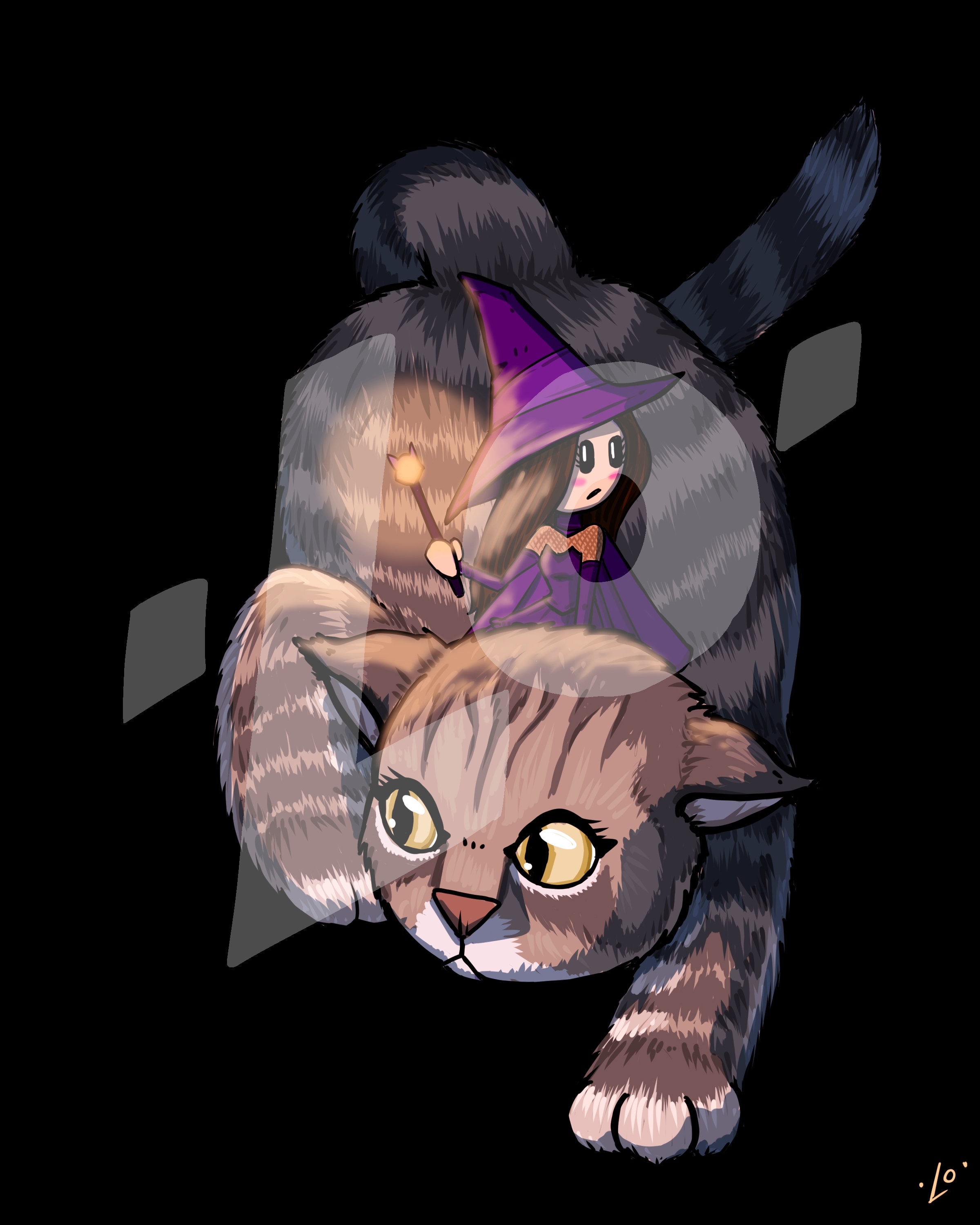 Anime Witch With Cat