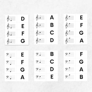 Printable Music Note Flash Cards, Music Memory Game, Treble and Bass ...