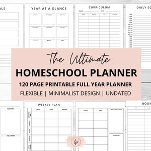 Full Year Minimalist Homeschool Planner PDF Printable Homeschool Lesson ...