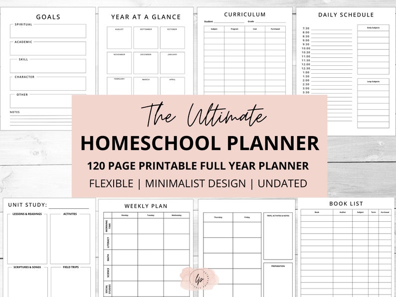 Full Year Minimalist Homeschool Planner PDF Printable Homeschool Lesson ...