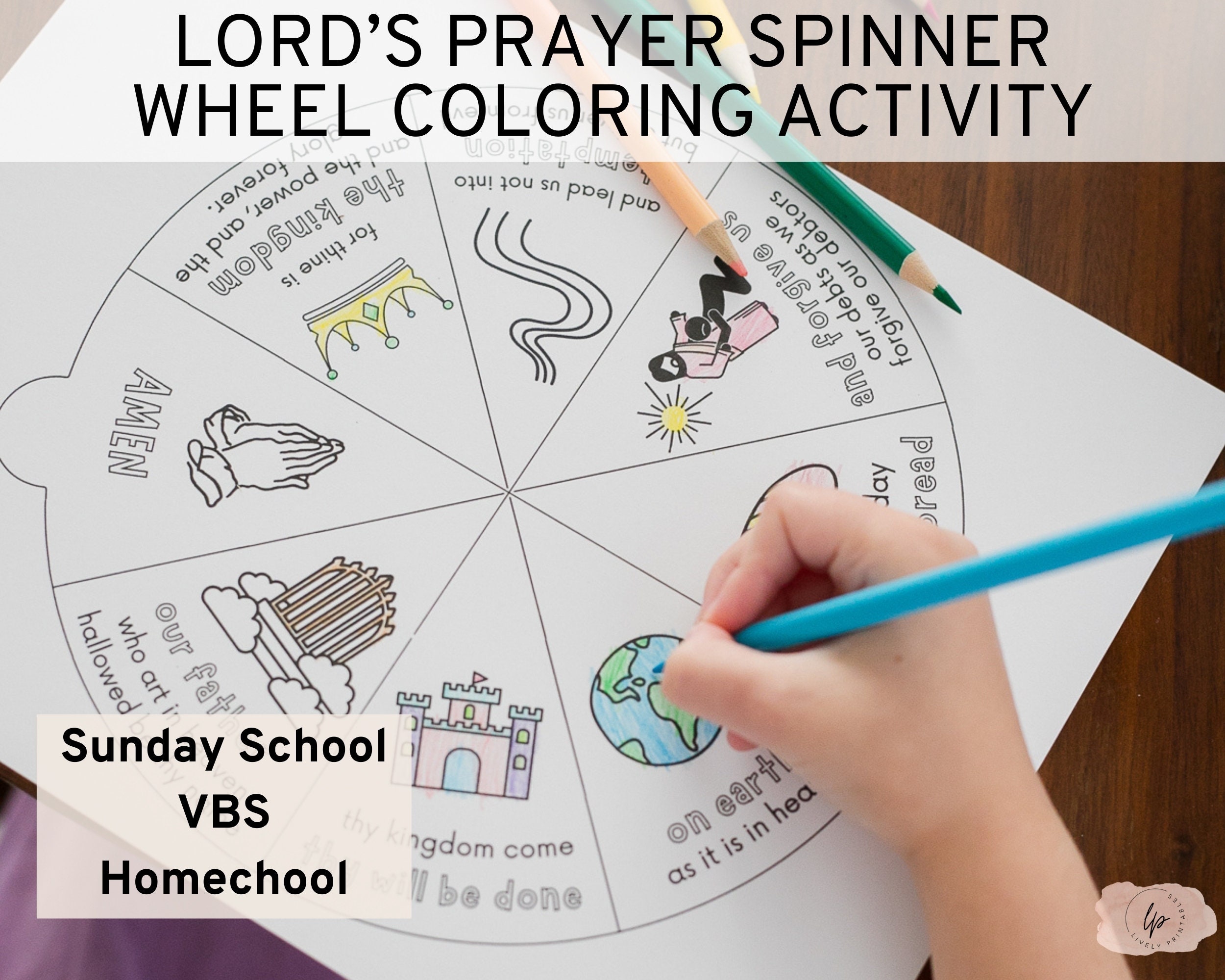 The Lord's Prayer Spinner Wheel Printable Coloring Activity for Kids ...