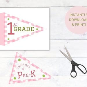 Printable First Day of School Pennant Flags | Back to School Pennant ...