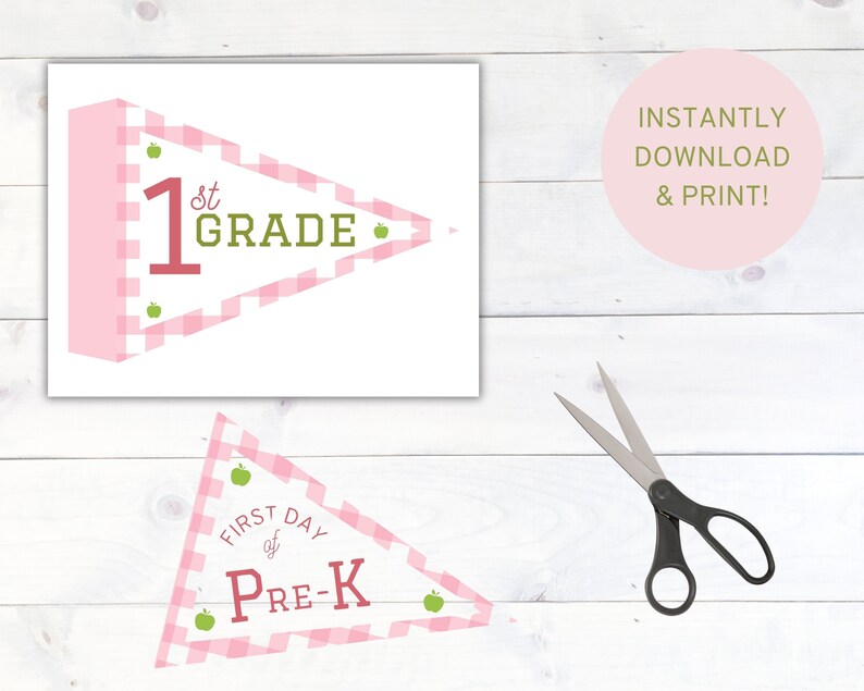 Printable First Day of School Pennant Flags | Back to School Pennant ...