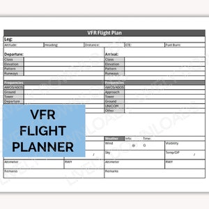VFR Flight Planner, Private Pilot VFR Trip Planner, Printable VFR ...