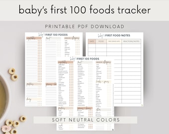 Baby's First 100 Foods | Printable Baby Food Tracker | Starting Solids ...