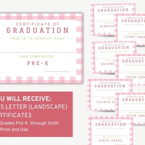 Printable Graduation Certificate Pre-k, Kindergarten, Grades First ...