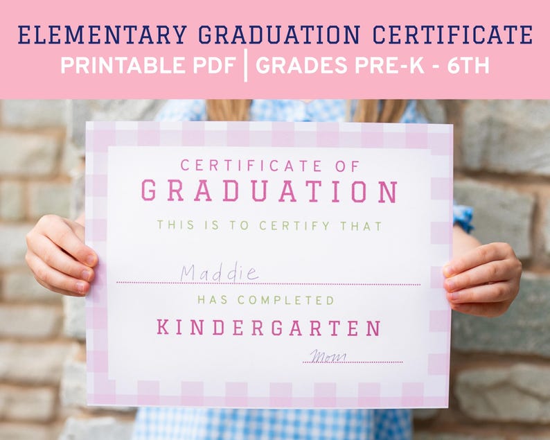 Printable Graduation Certificate Pre-k, Kindergarten, Grades First ...