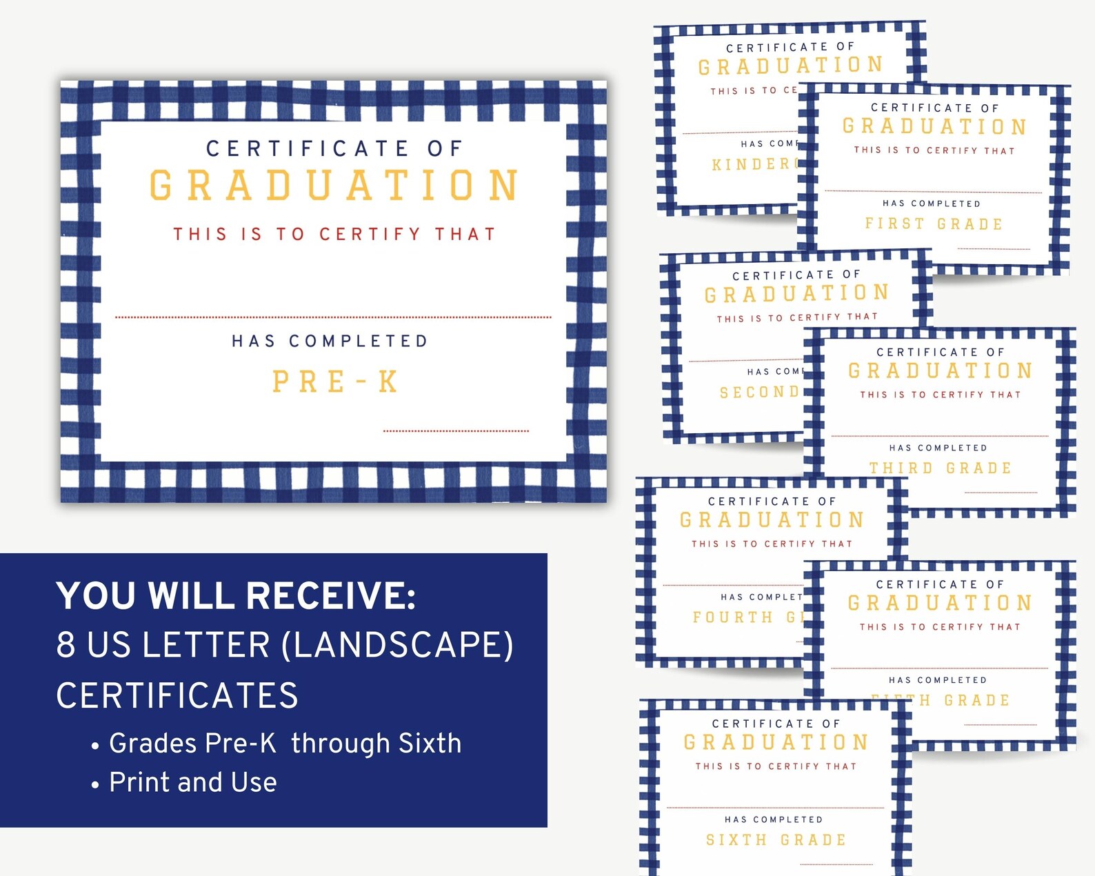 Printable Graduation Certificate Pre-k, Kindergarten, Grades First ...