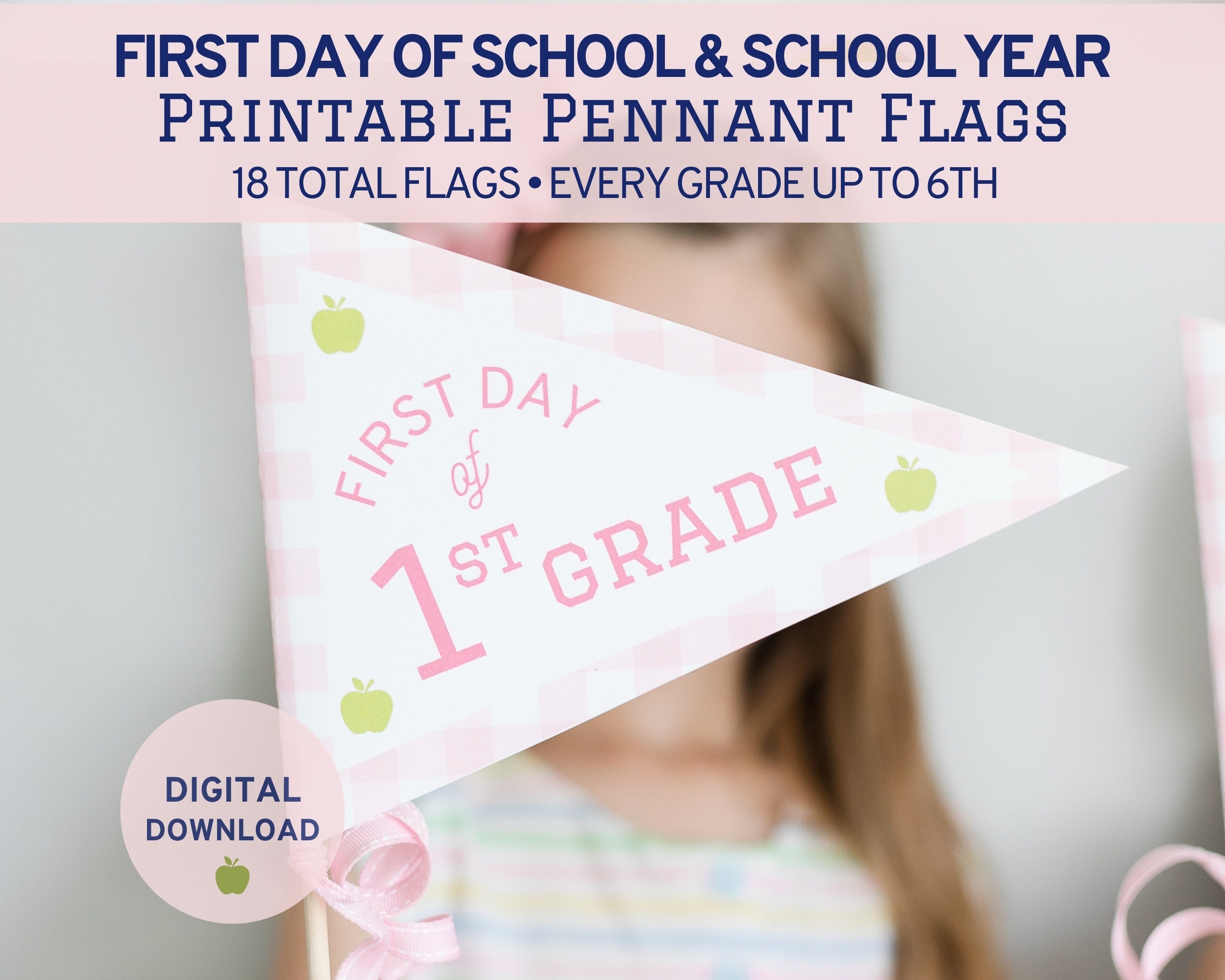 Printable First Day of School Pennant Flags | Back to School Pennant ...