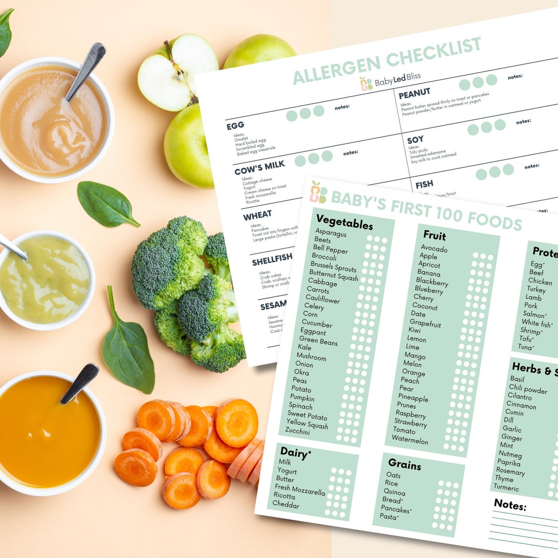 Baby's First 100 Foods + Allergen Checklist BUNDLE - Etsy