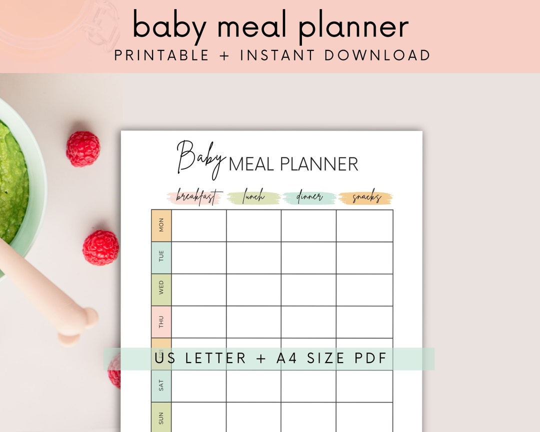 Baby Meal Planner Printable | Colorful Starting Solids Baby Led Weaning ...