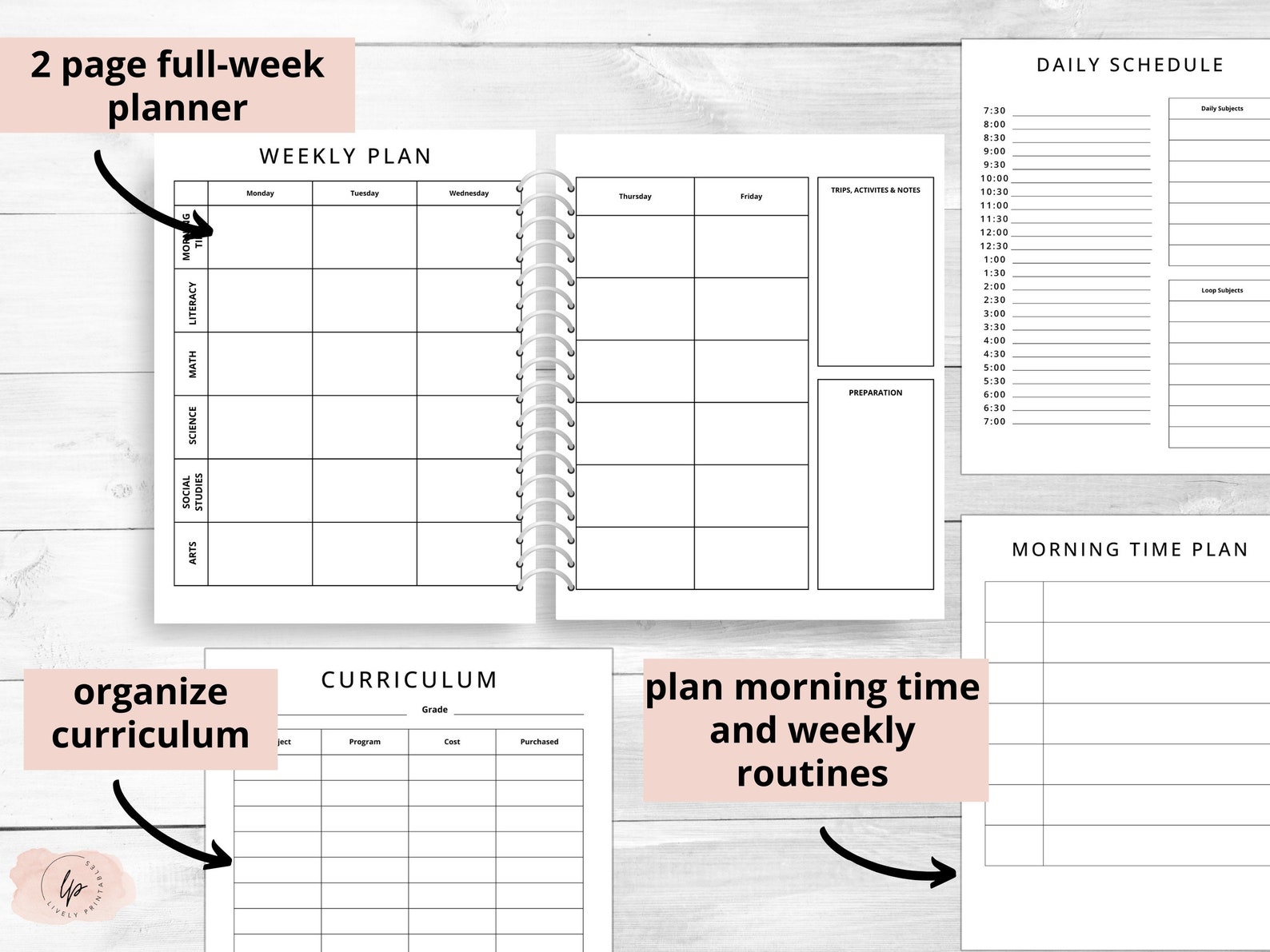 Full Year Minimalist Homeschool Planner PDF Printable Homeschool Lesson ...